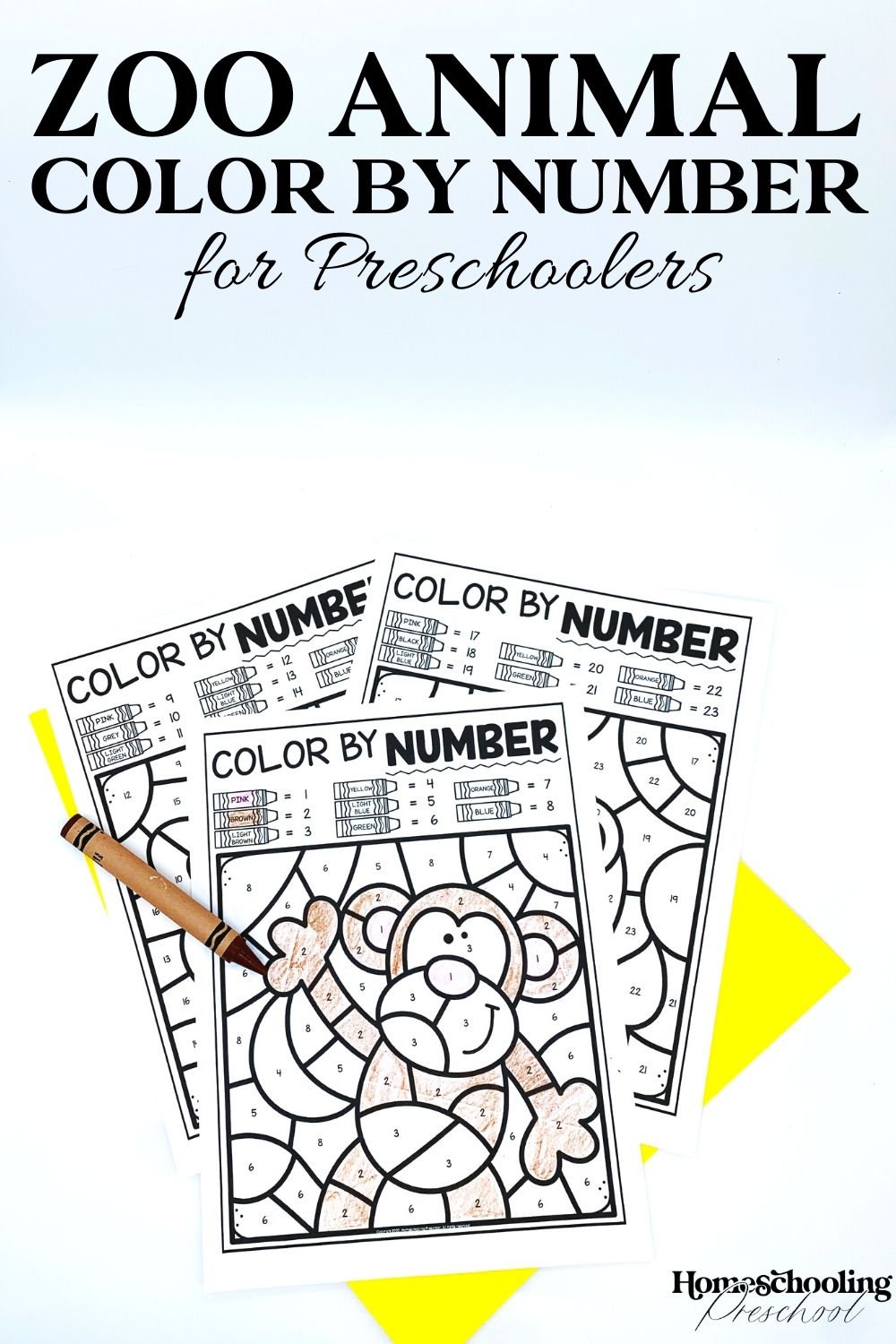 Using Zoo Animals Color by Number for Preschool Math