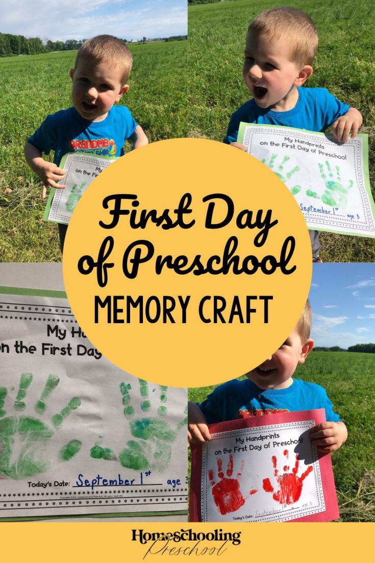 First Day of School Memory Craft - Homeschooling Preschool