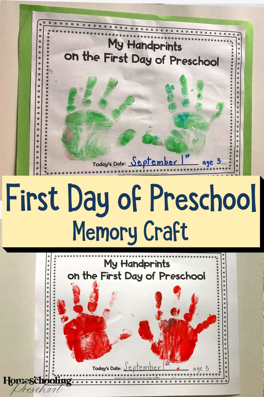 First Day of School Memory Craft - Homeschooling Preschool