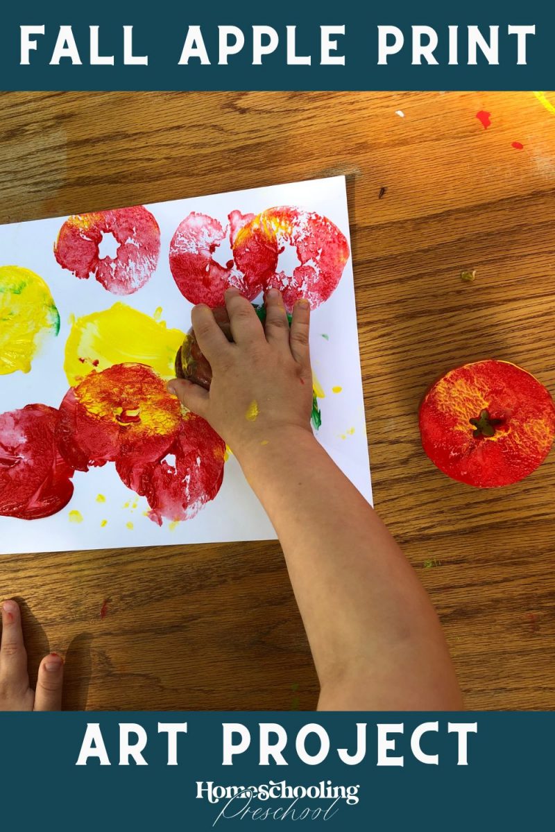Fall Apple Print Art Project - Homeschooling Preschool