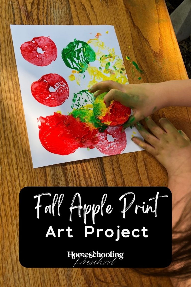 Fall Apple Print Art Project - Homeschooling Preschool