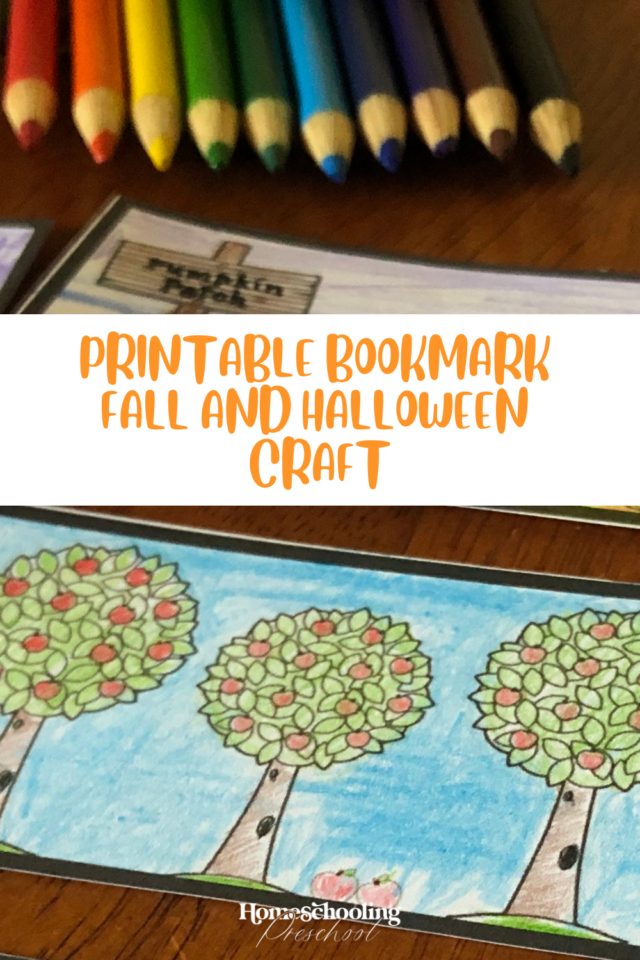 Printable Bookmark Fall and Halloween Craft - Homeschooling Preschool