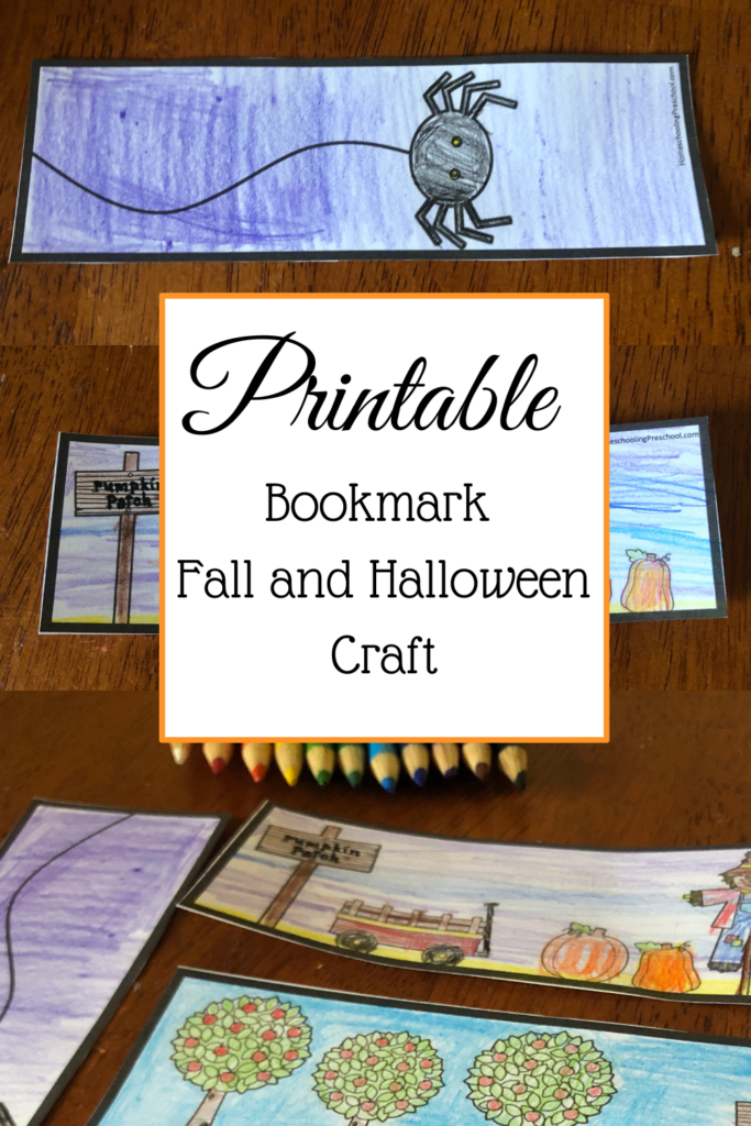Printable Bookmark Fall and Halloween Craft - Homeschooling Preschool