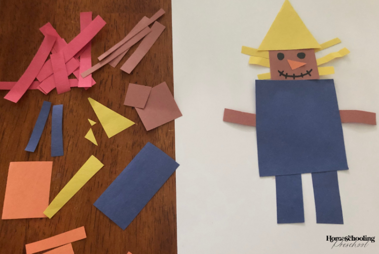 Shape Scarecrow Craft Fall Activity - Homeschooling Preschool