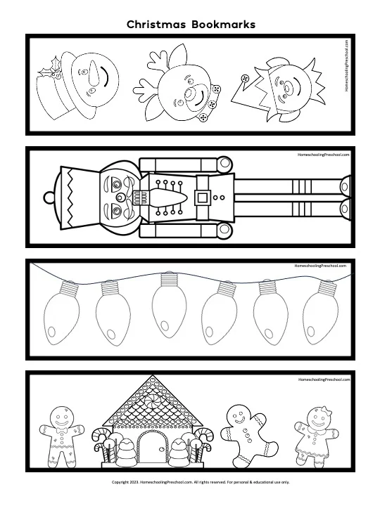 Printable Bookmarks Christmas Craft - Homeschooling Preschool