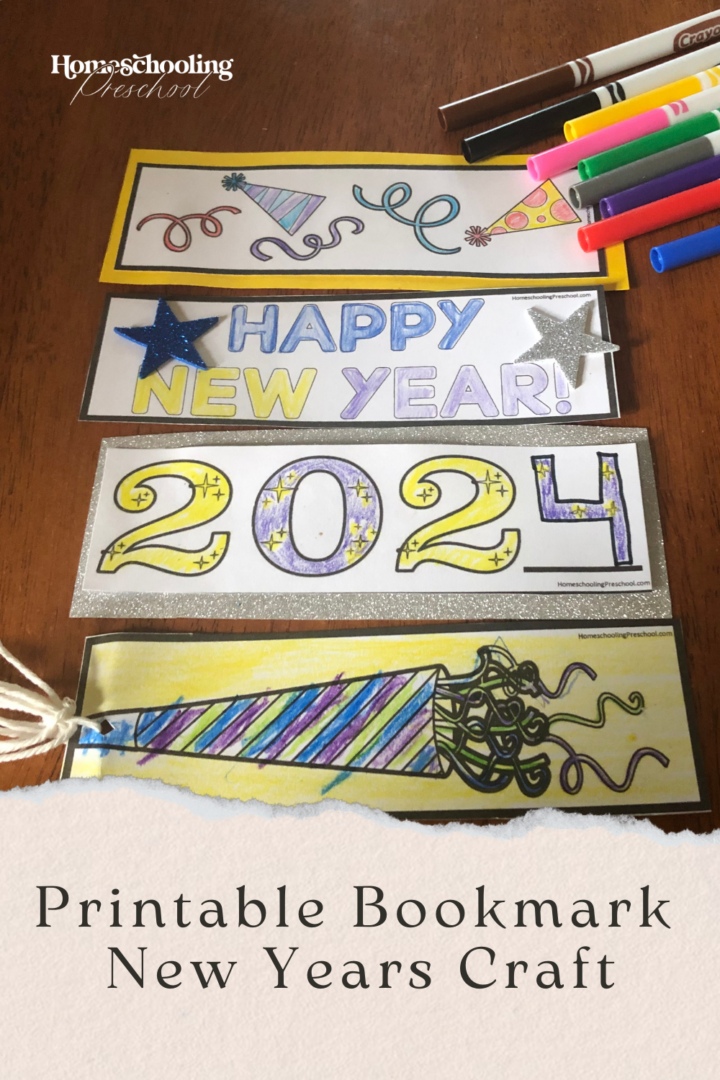 Printable Bookmark New Year's Craft - Homeschooling Preschool