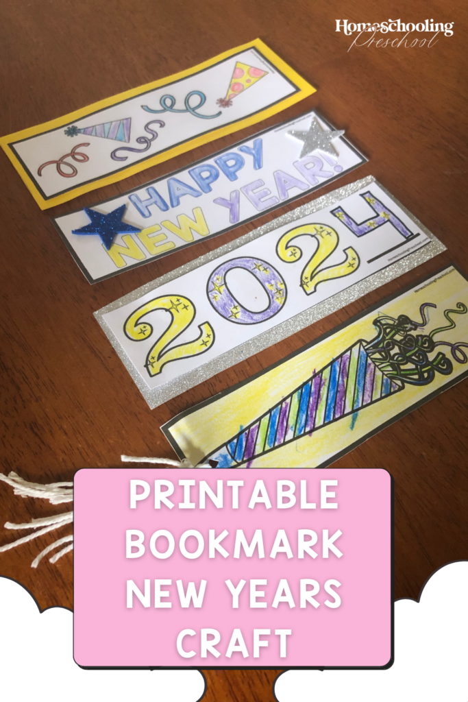 Printable Bookmark New Year's Craft - Homeschooling Preschool