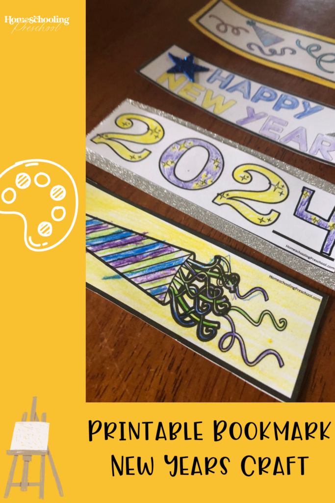 Printable Bookmark New Year's Craft - Homeschooling Preschool