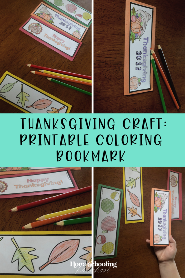 Thanksgiving Craft: Printable Coloring Bookmark - Homeschooling Preschool