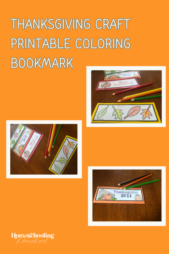 Thanksgiving Craft: Printable Coloring Bookmark - Homeschooling Preschool