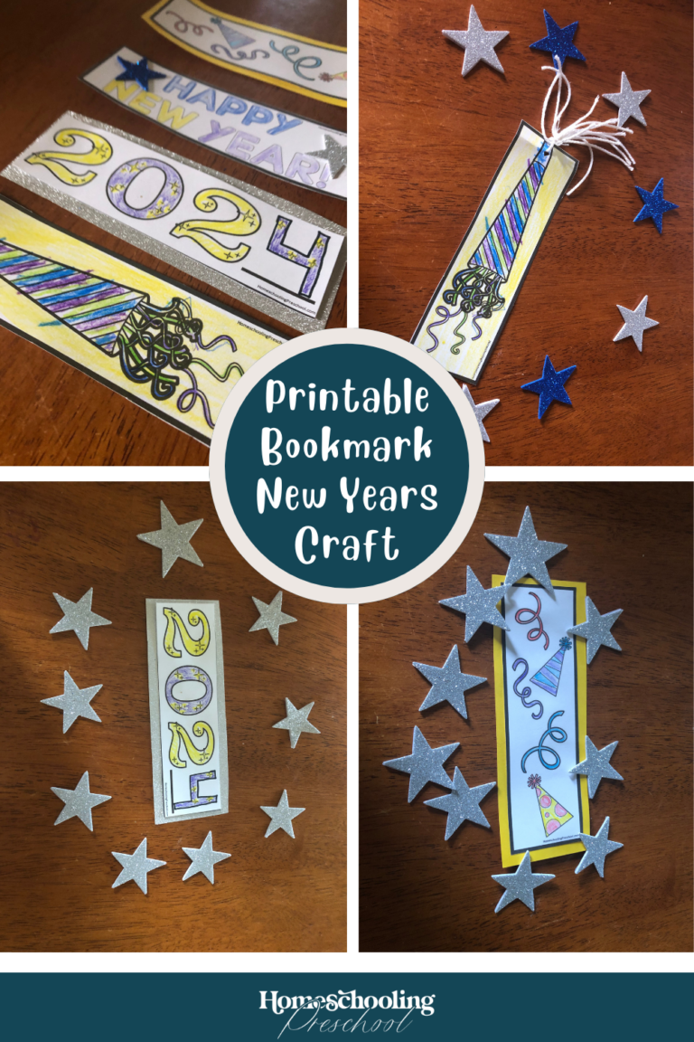 Printable Bookmark New Year's Craft - Homeschooling Preschool