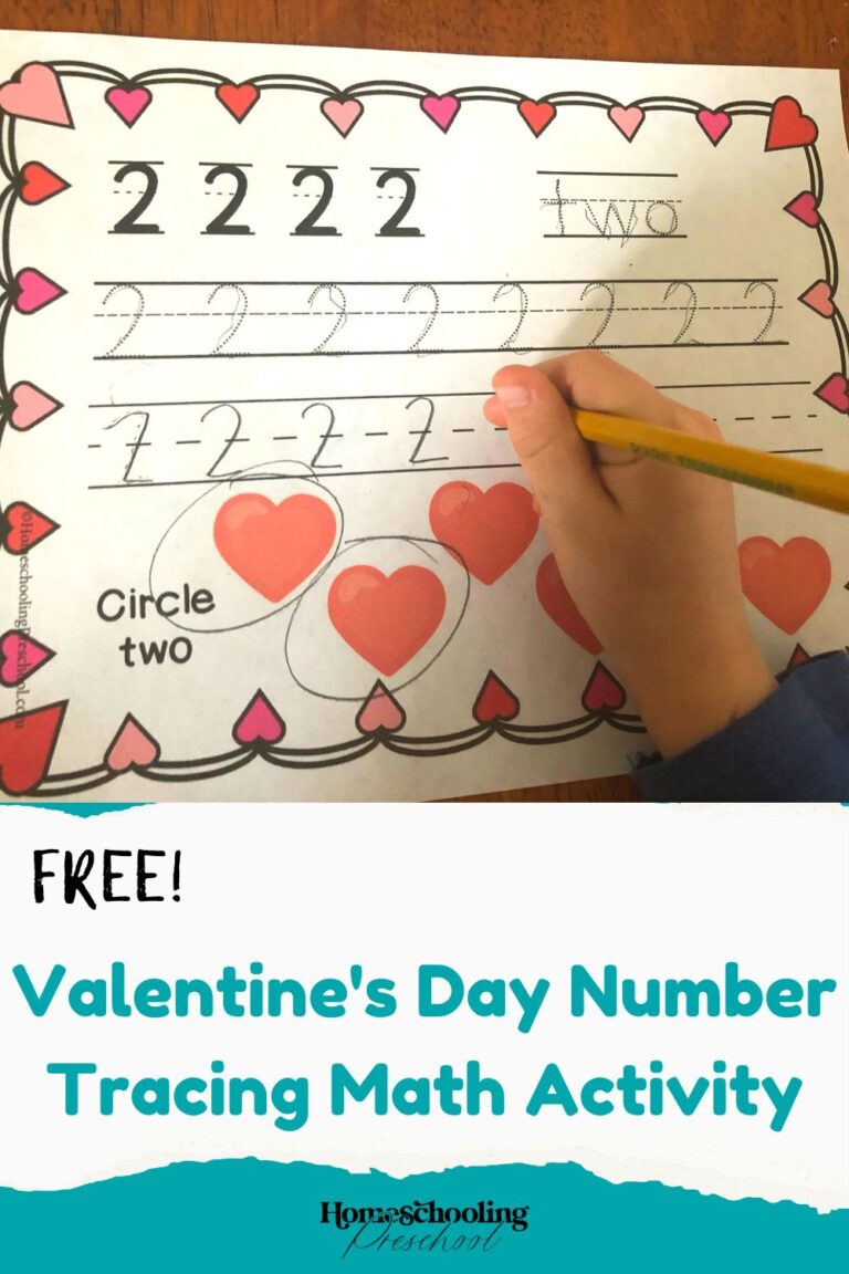 Free Valentine's Day Number Tracing Math Activity - Homeschooling Preschool