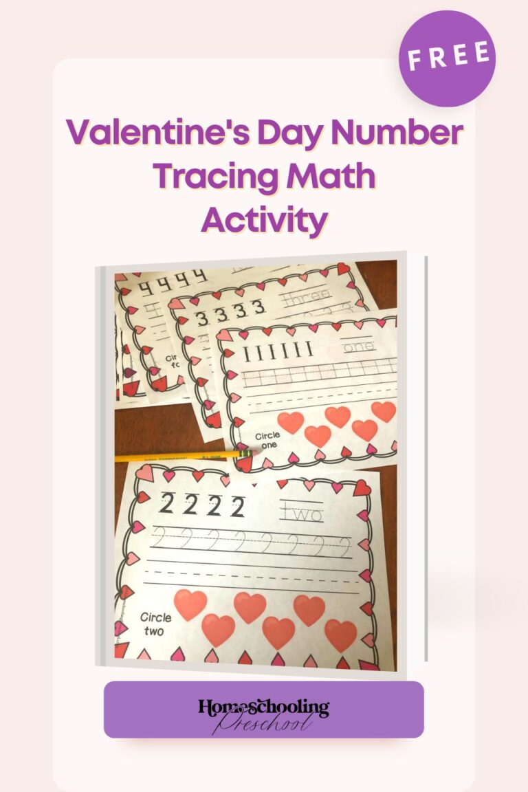 Free Valentine's Day Number Tracing Math Activity - Homeschooling Preschool