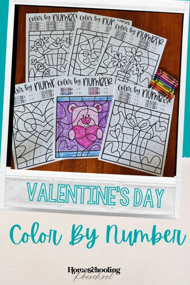Valentine's Day Color by Number - Homeschooling Preschool