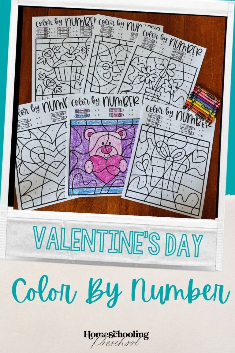 Valentine's Day Color by Number - Homeschooling Preschool