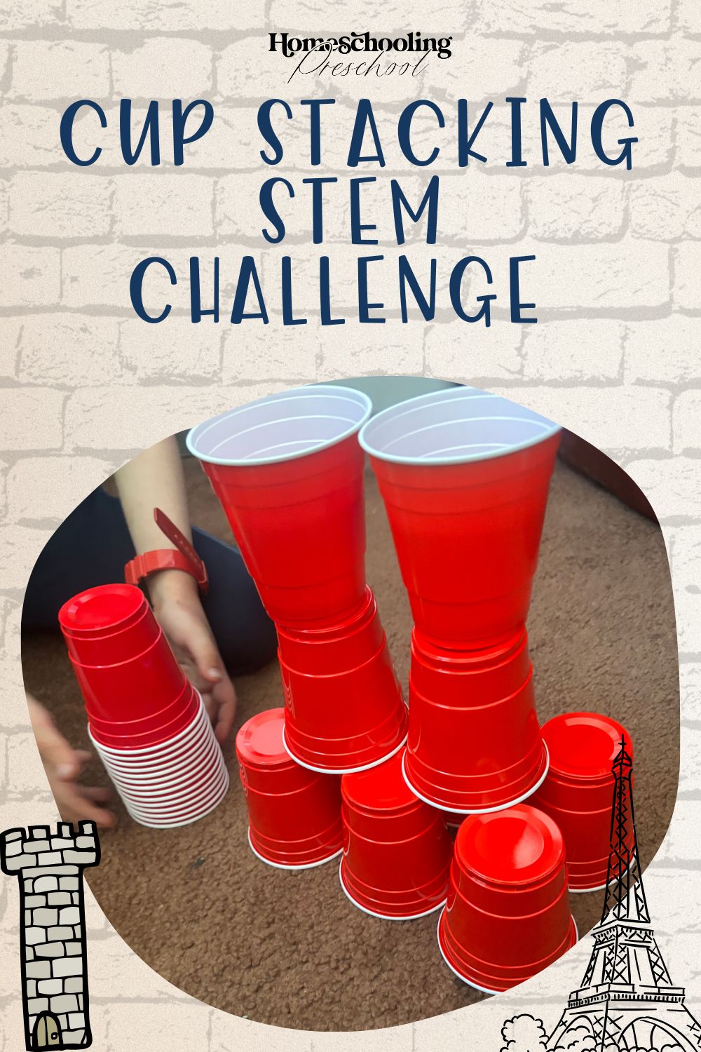 Cup Stacking STEM Challenge - Homeschooling Preschool